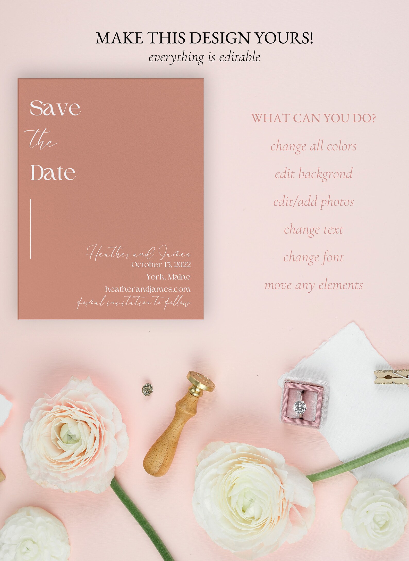 CANVA TEMPLATE Minimalist Save the Date | DIY Non-photo Save the Dates ...