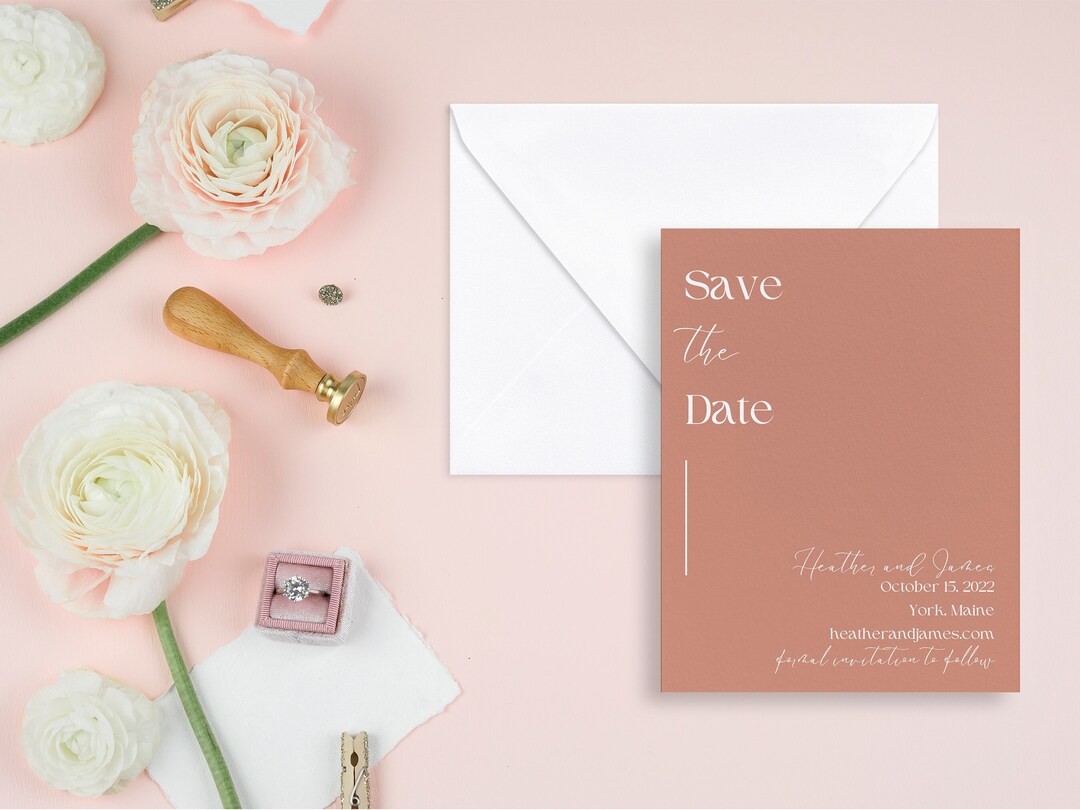 CANVA TEMPLATE Minimalist Save the Date | DIY Non-photo Save the Dates ...