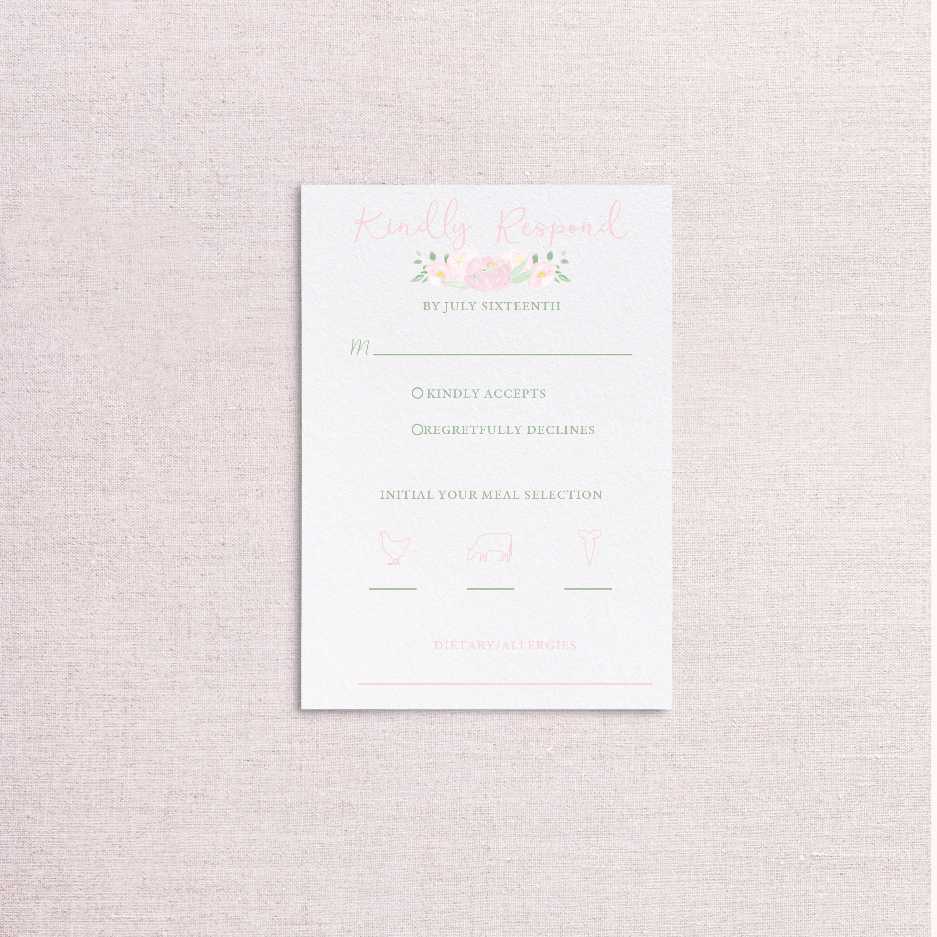 Southern Wedding Invitation With Watercolor Monogram Crest | Elegant ...