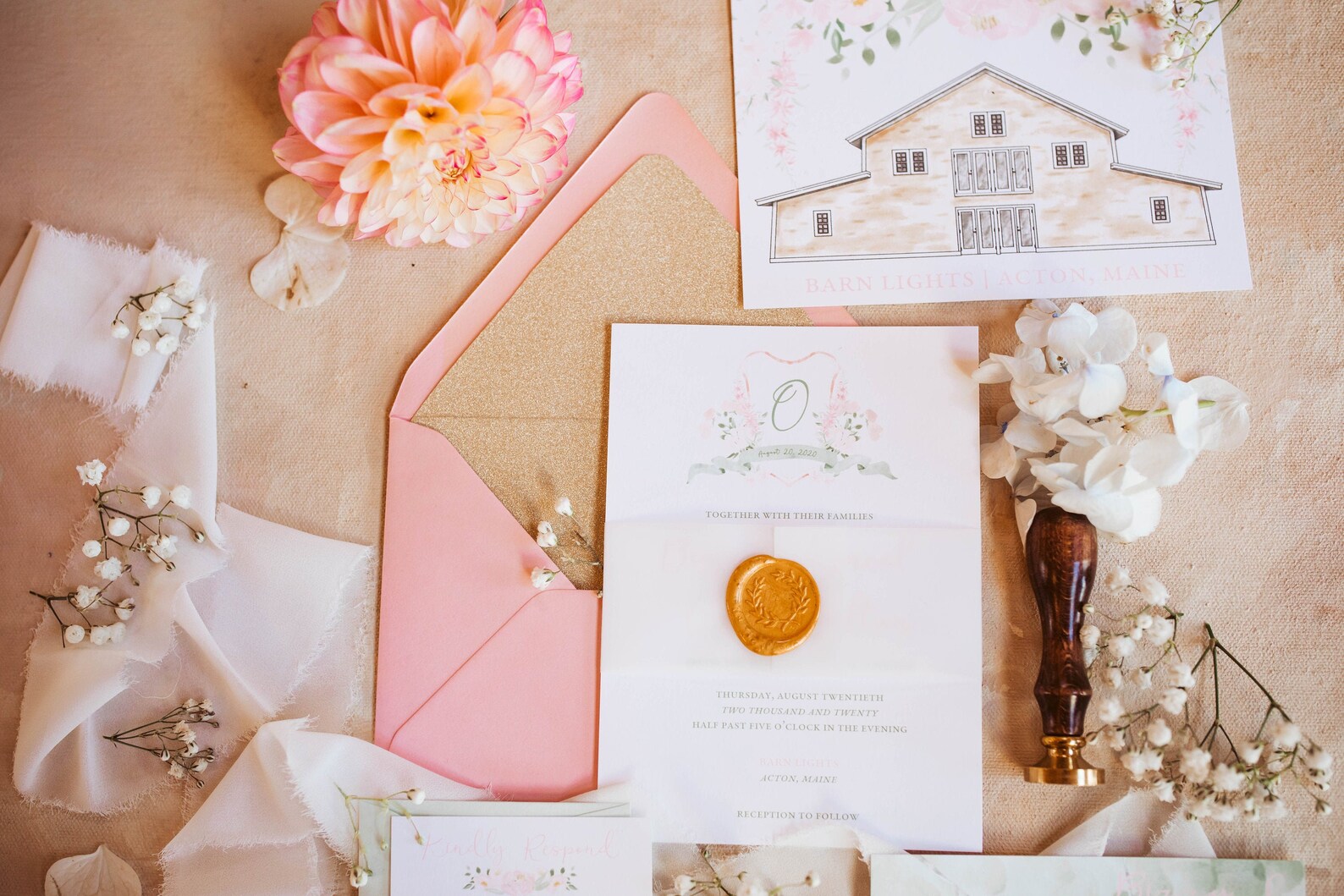 Southern Wedding Invitation With Watercolor Monogram Crest | Elegant ...