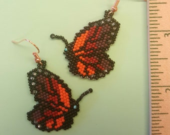Beaded butterfly earrings | Etsy