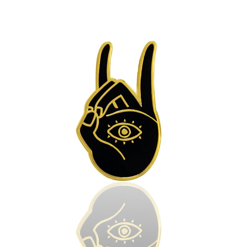 Rock Hamsa Hand Pin Enamel Pin Lapel Pin Brooch Metal - Etsy