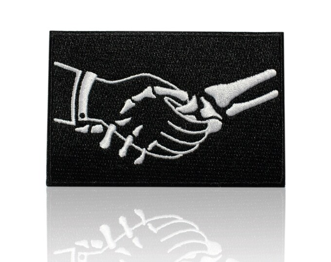 Skeleton Handshake Patch Iron on Sew on Applique Embroidered DIY for ...