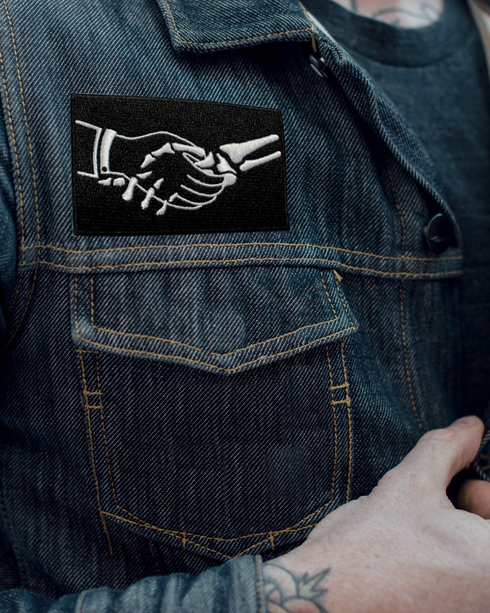 Skeleton Handshake Patch Iron on Sew on Applique - Etsy