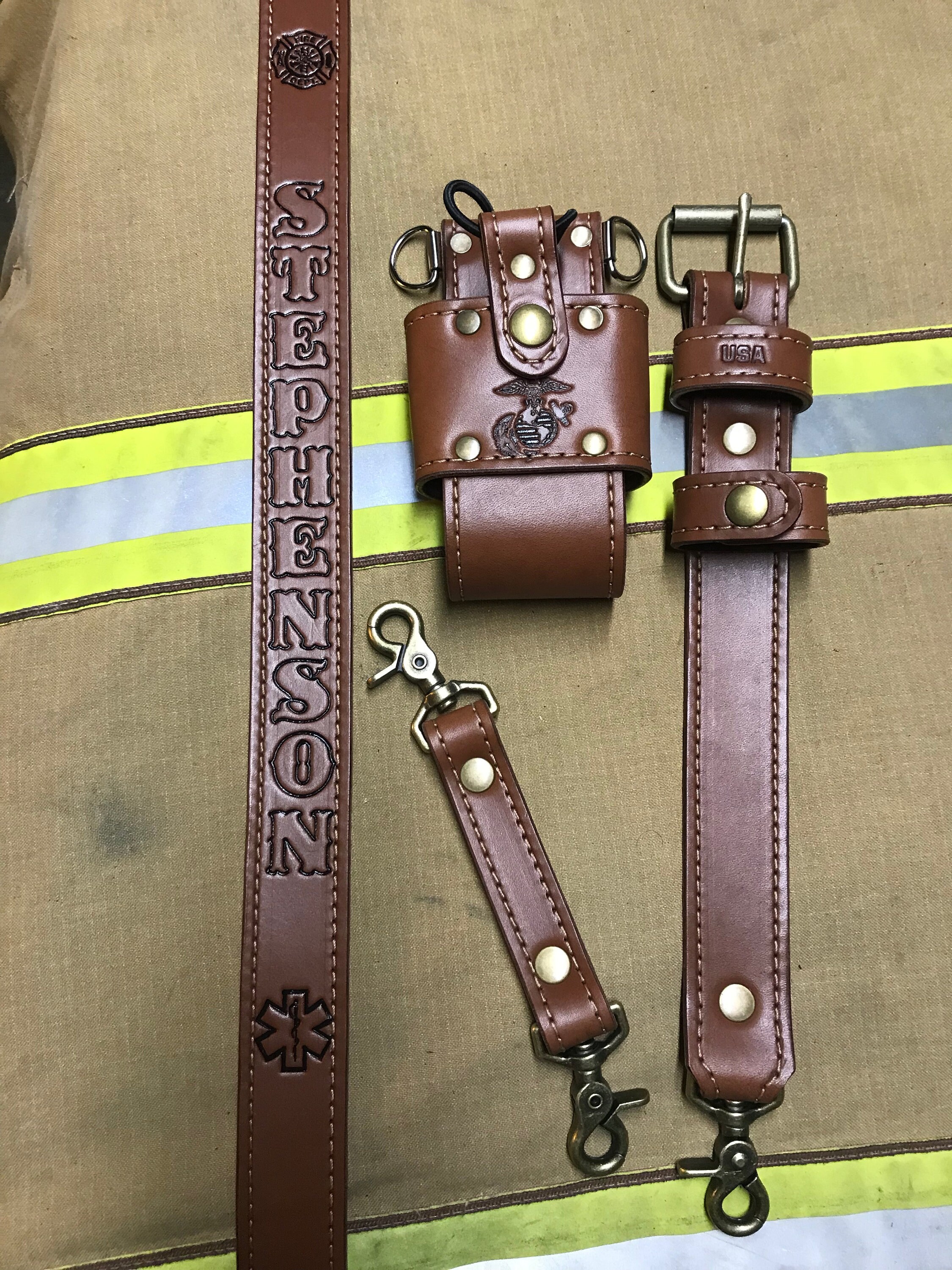 Brown Leather Firefighter/EMS Radio Strap and Holster Sets | Etsy