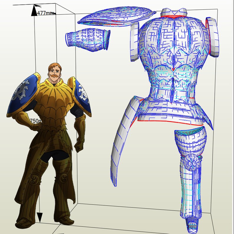 Escanor Nanatsu No Taiza - Full Armor Pepakura - Etsy