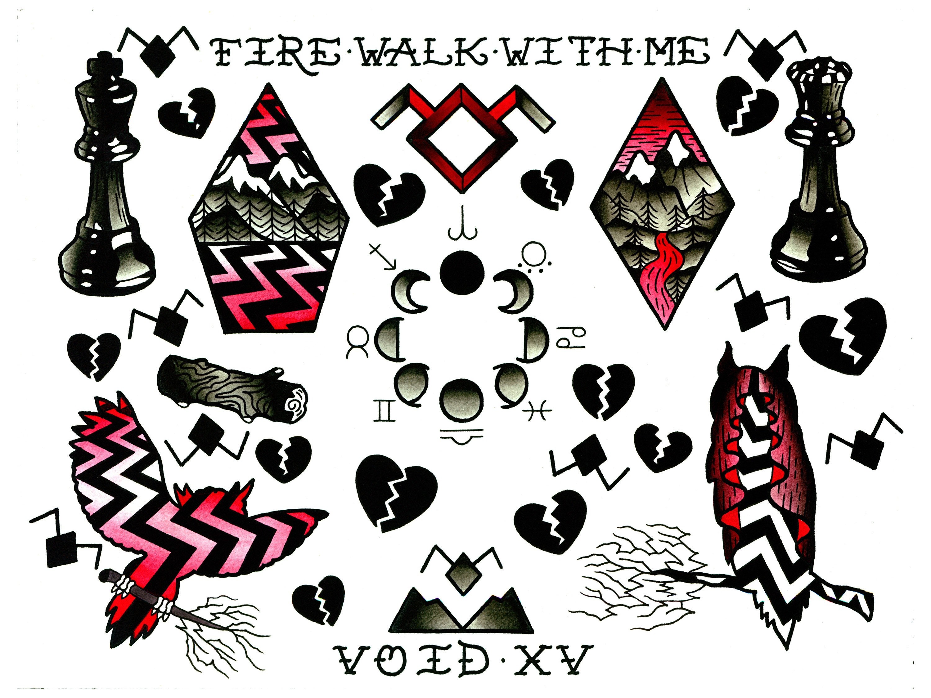 Twin Peaks Tattoo Flash