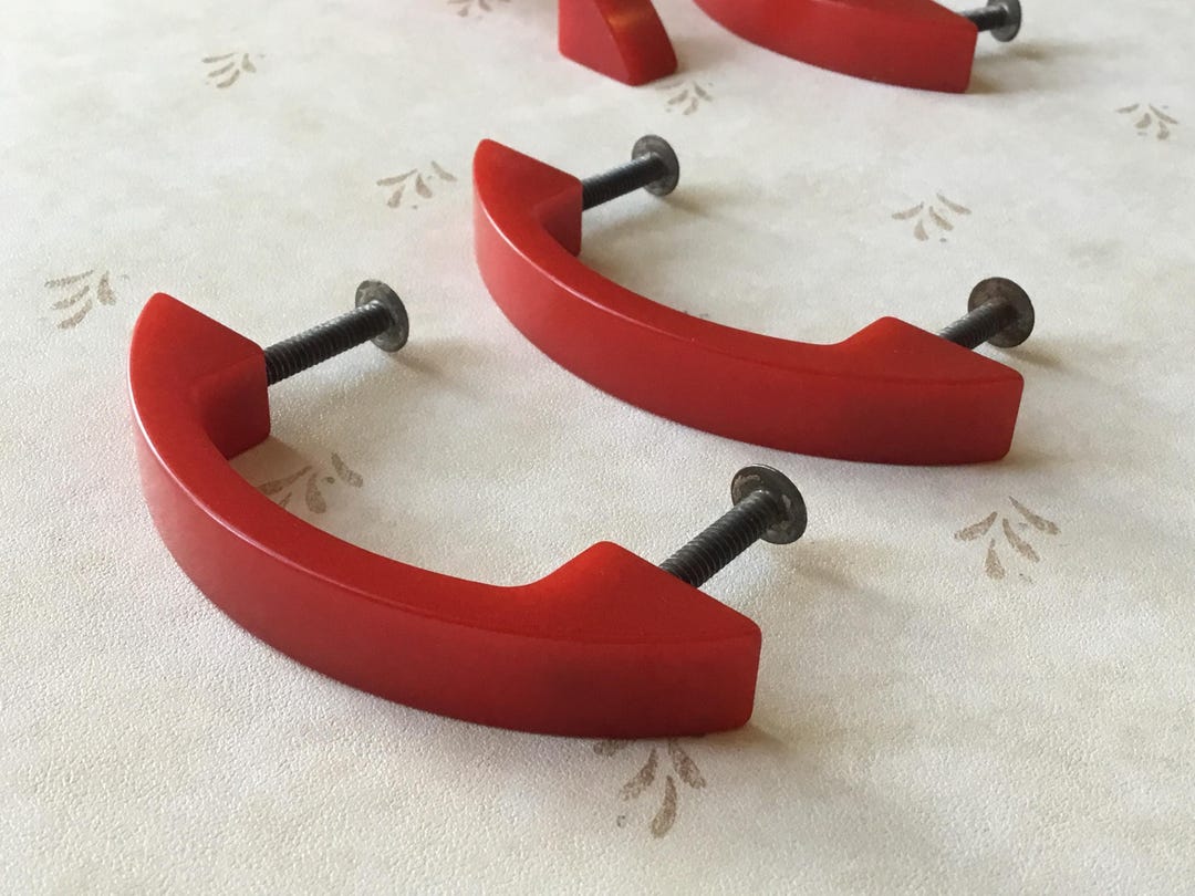 Red Bakelite Cupboard Handles Pair of Red Art Deco Bakelite Drawer ...