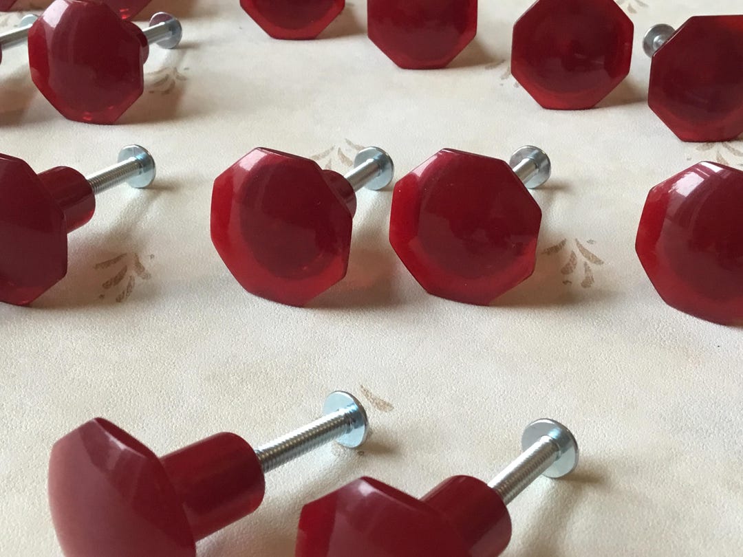 Bakelite Knobs Pair of Red Bakelite Octagon Shaped Single Mount Drawer ...