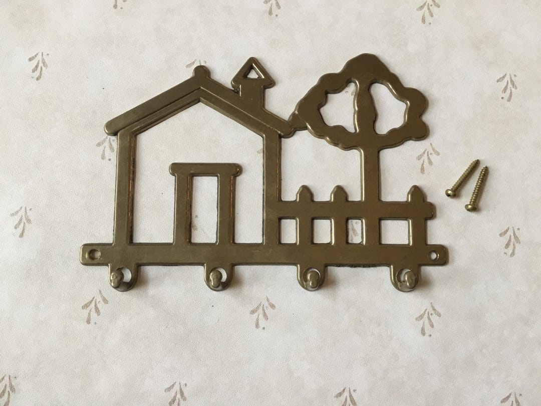 Vintage Brass Key Holder, Vintage Solid Brass Wall Mounted Key Hook ...