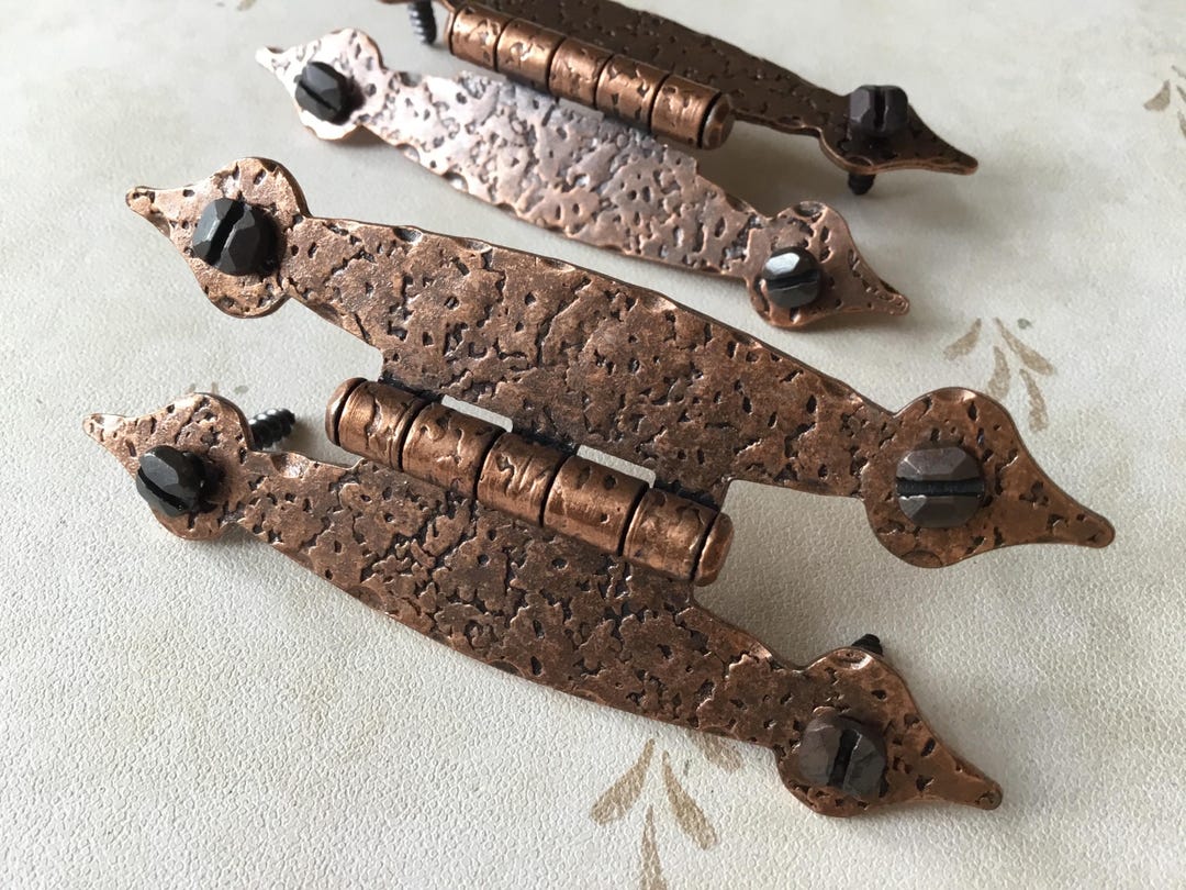 Vintage Hinges Colonial Spade Hinges 2 Copper Plated Hammered Colonial ...