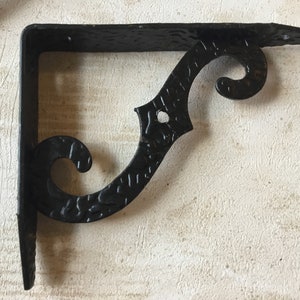 MCM Shelf Brackets Vintage Colonial Black Hammered Brackets Set of 3 ...