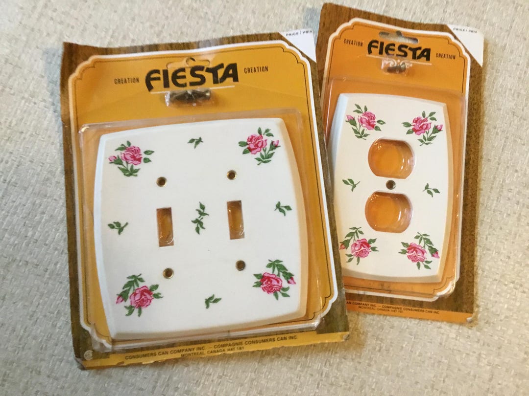Vintage Double Switch Plate FIESTA Vintage Pink Floral Double Light ...