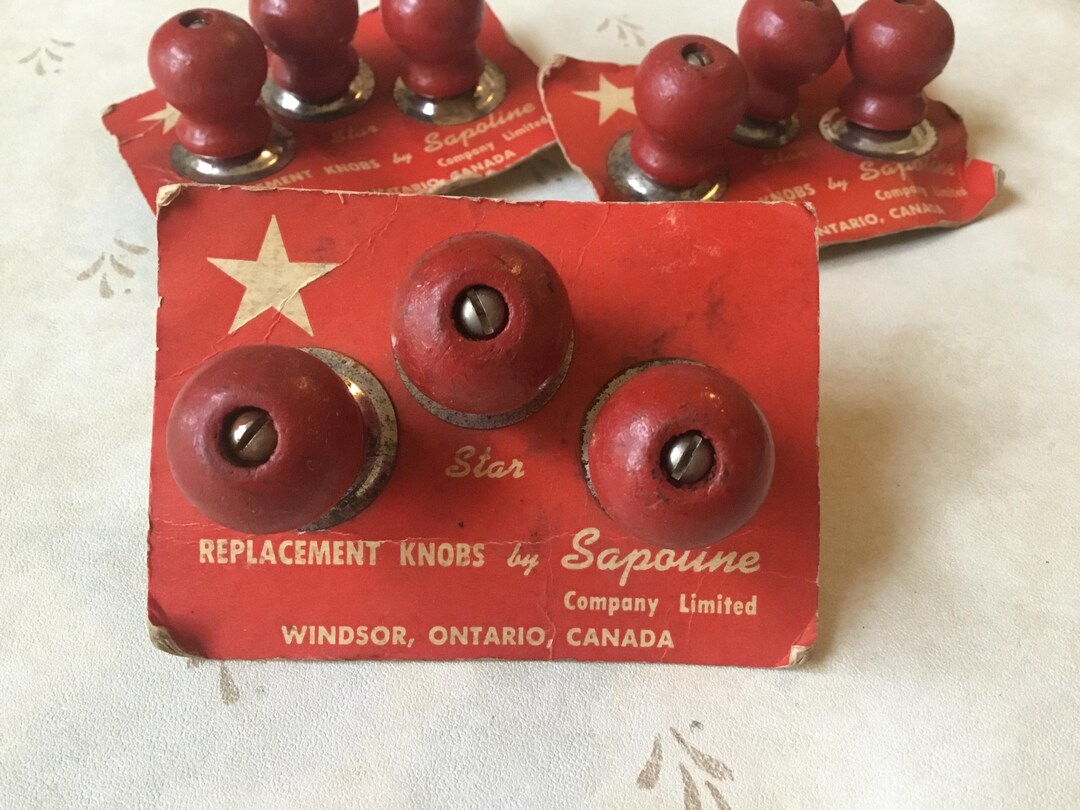 Vintage Wood Knobs New Old Stock 1950’s Set of 3 Red Wood Front Mount ...