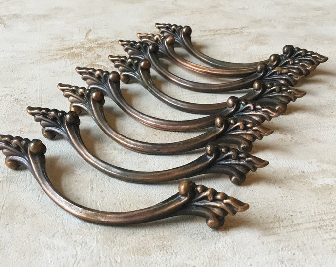 Pairs of Vintage Drawer Pull 3 Dainty French Provincial Copper Color Leaf Handles CLEARANCE - Etsy