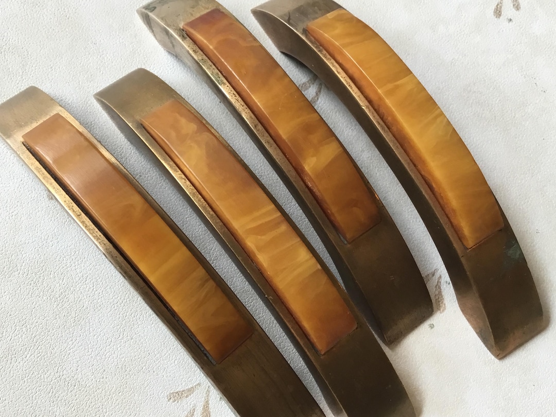 Butterscotch Bakelite Cabinet Handles Art Deco Drawer Pulls Set of 5 ...