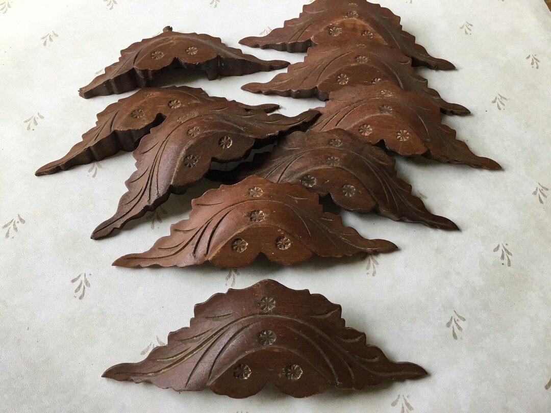 Antique Carved Wood Apothecary Cabinet Handles Set of 9 Hand Carved ...