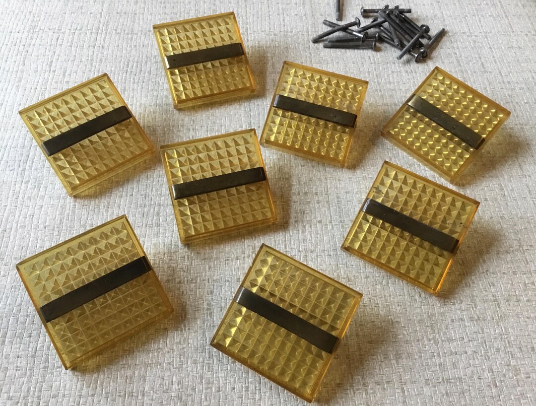 Art Deco Celluloid Pulls Set of 8 1940s Yellow Celluloid Drawer Pulls ...