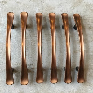 MCM Drawer Handles, 1962 Satin Copper Plated Cabinet Pulls, Set of 6 ...