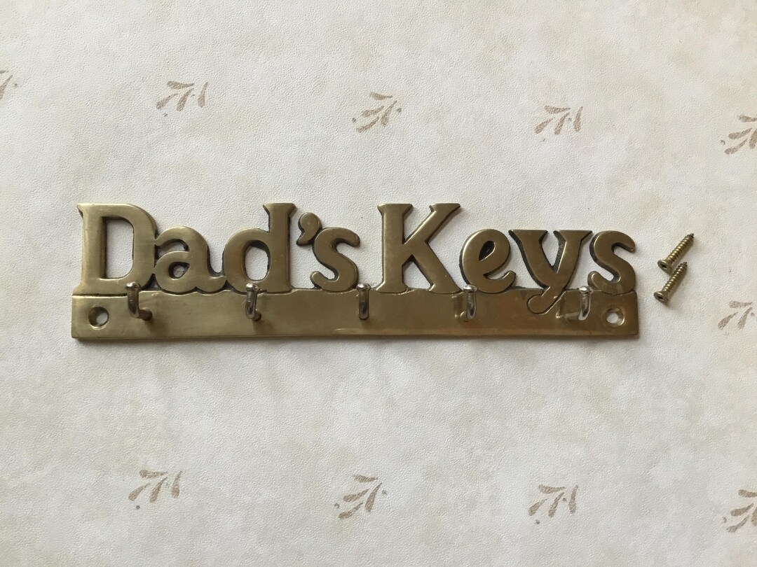 Vintage Solid Brass Dad’s Key Hook, Vintage Wall Mounted Key Holder for ...