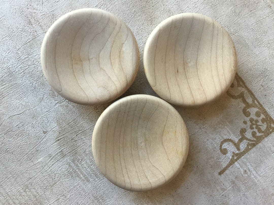 Wood Concave Knobs, Set of 3 Vintage Mid Century Modern 2 1/2” Concave ...