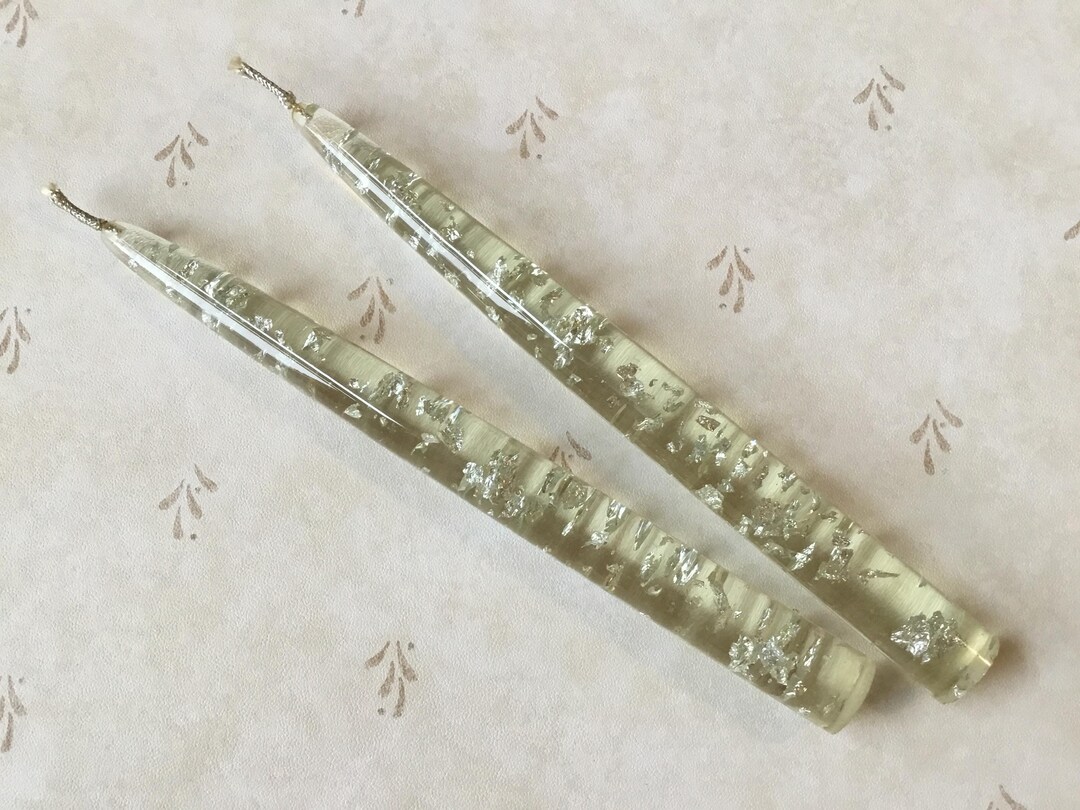 Lucite Candles Pair of Mid Century Silver Foil Lucite Candles MCM ...