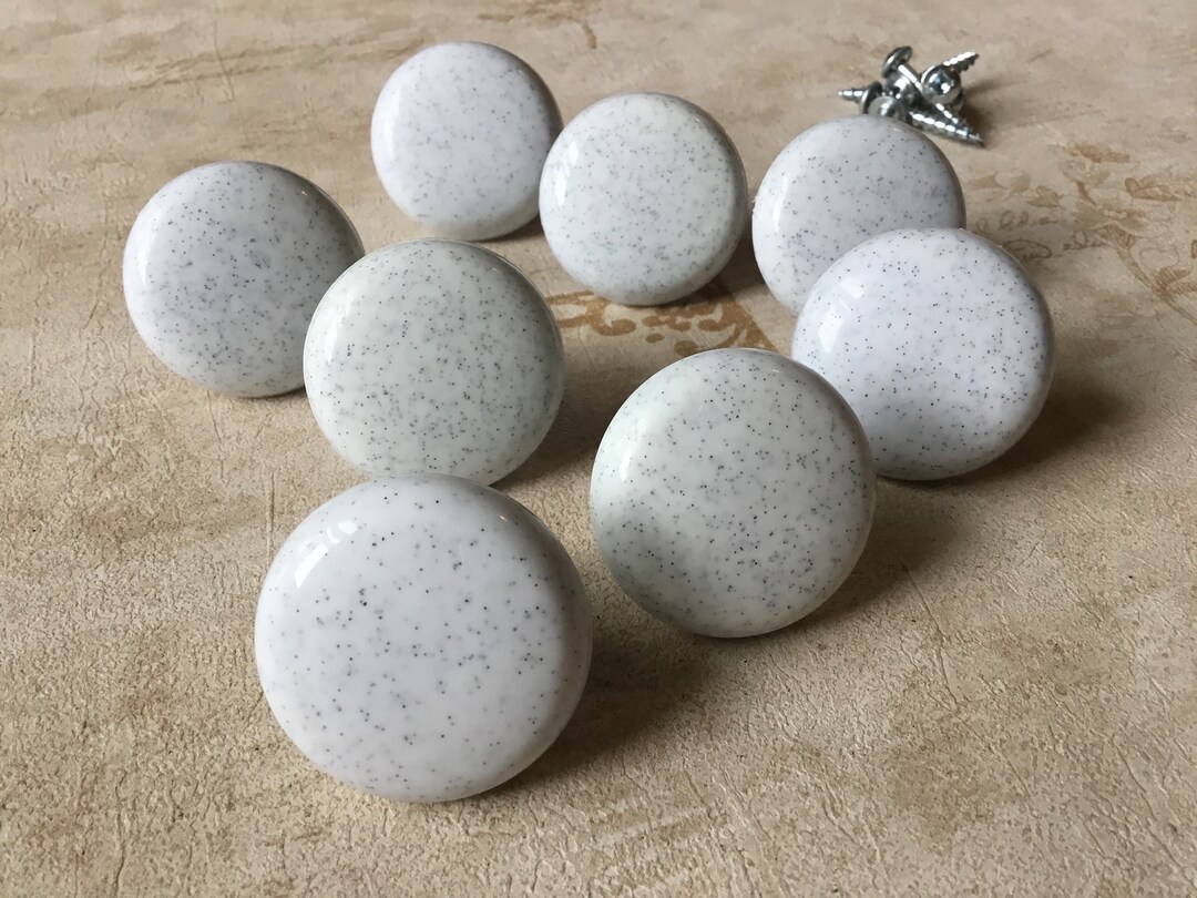 Vintage Cupboard Knobs Set of 8 Vintage 1980’s Granite Speckled Plastic Knobs Mushroom Cupboard ...