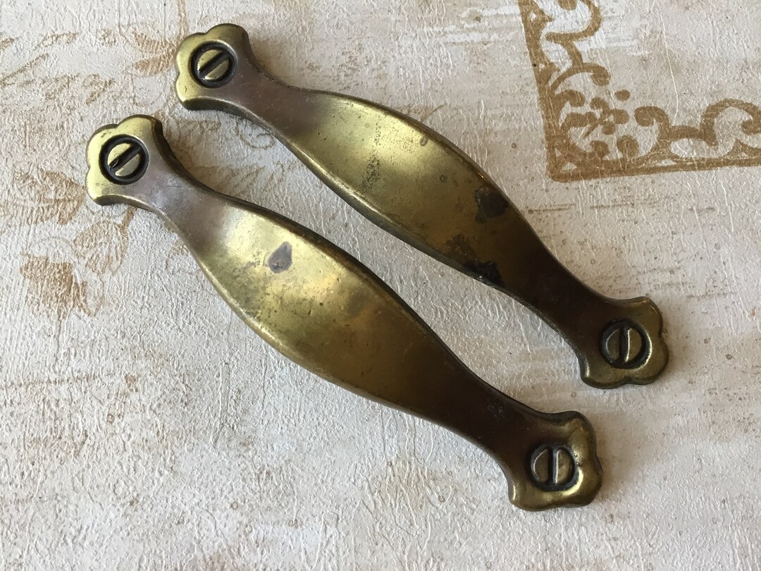 Vintage Brass Drawer Handles Vintage Pair of Brass Cupboard Door Pulls ...