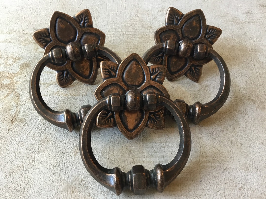 Vintage Ring Pulls With Matching Backplates Set of 3 Vintage Copper ...