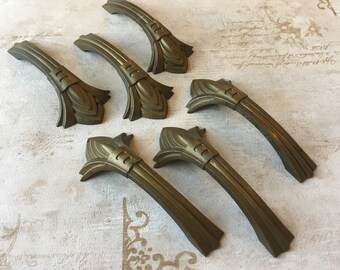 Art Deco Pulls Set of 8 Art Deco 1940s Drawer Pulls Art Deco Waterfall Drawer Pulls 5 1/4 ...