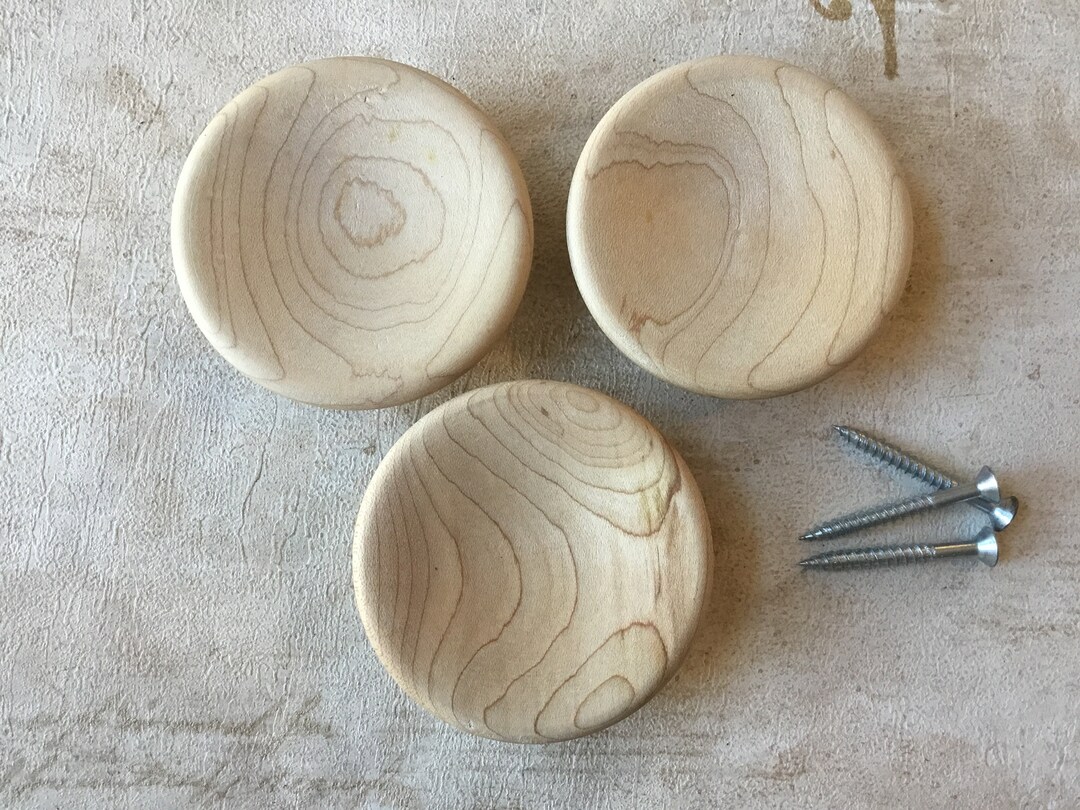 MCM Wood Concave Knobs, Set of 3 Vintage Mid Century Modern 2 1/2 ...