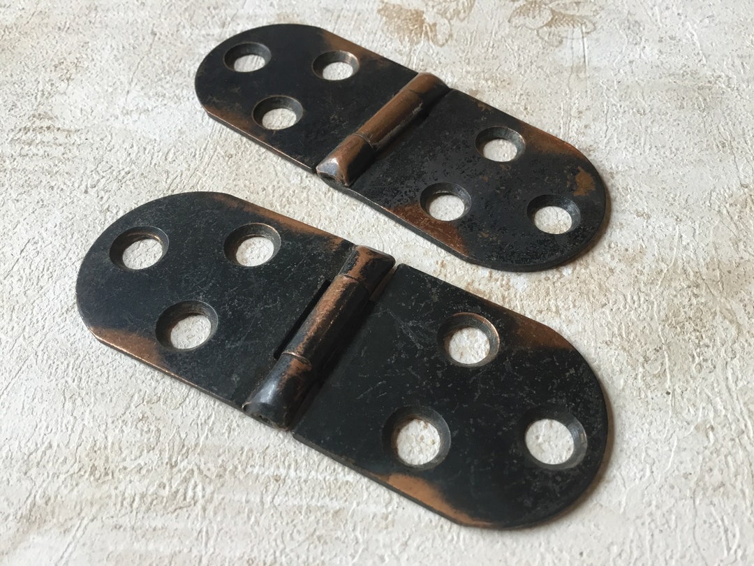 Vintage Salvaged Oval Hinges Pair of Round End Rusty English Butler ...