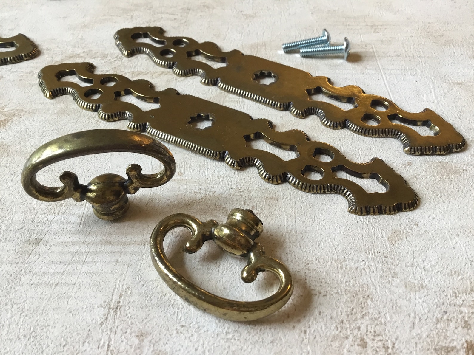 Vintage Faux Key Drawer Pulls Pair of Vintage Brass Plated Single Mount ...