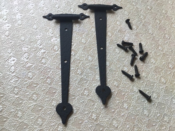 NOS Flush Mount 7\u201d Black Hammered Colonial Spade Strap Hinges with ...