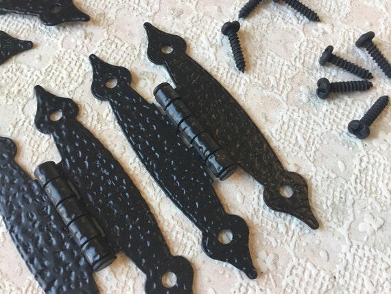 NOS Flush Mount 7\u201d Black Hammered Colonial Spade Strap Hinges with ...