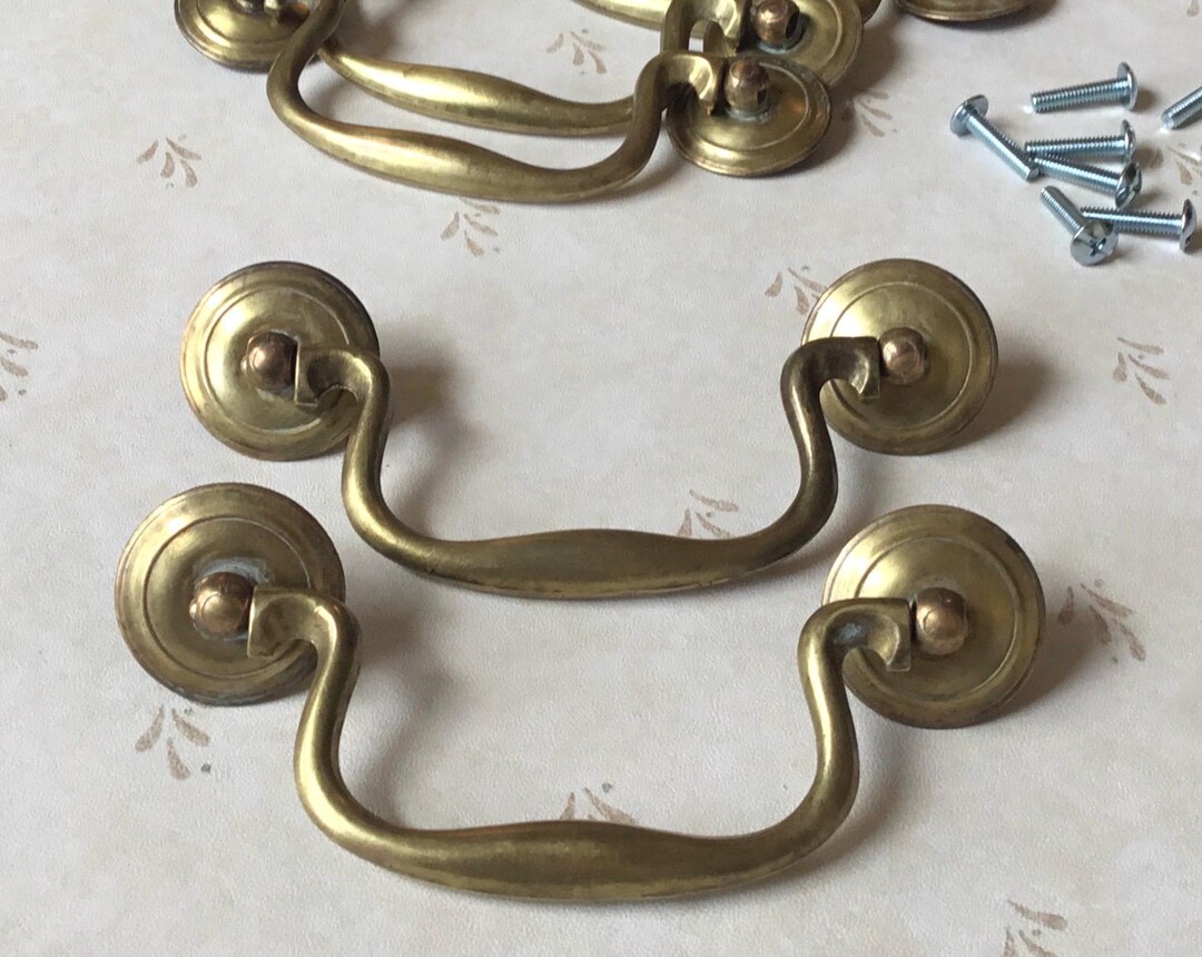 Queen Anne Bail Handles Pair of Vintage KBC Brass Bail Drawer Handles ...