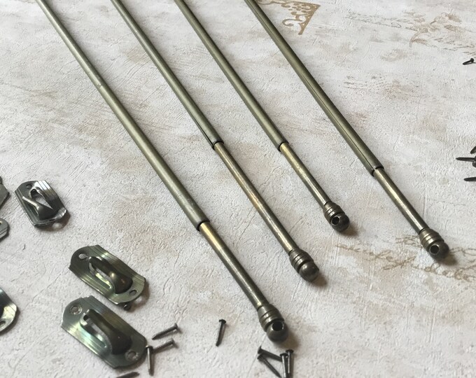Vintage Brass Cafe Curtain Rods Set of 4 Rods 14” to 19” Extendable ...