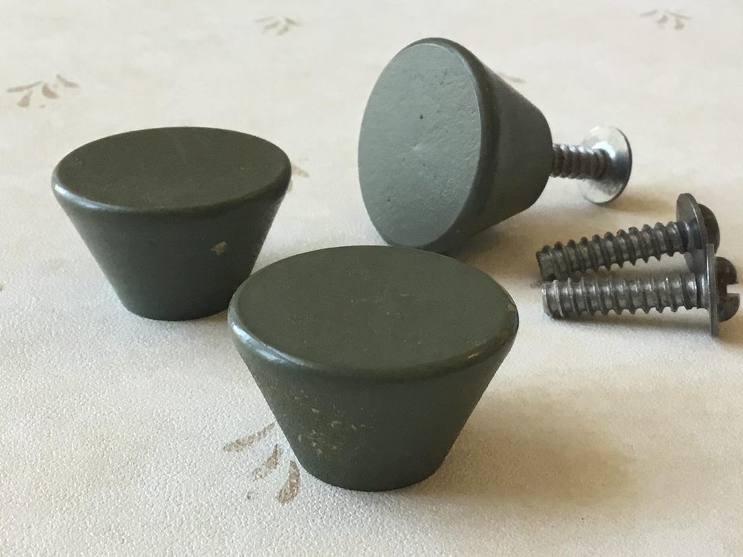 MCM Wood Concave Knobs Set of 3 Vintage Mid Century Modern 1 1/4 ...