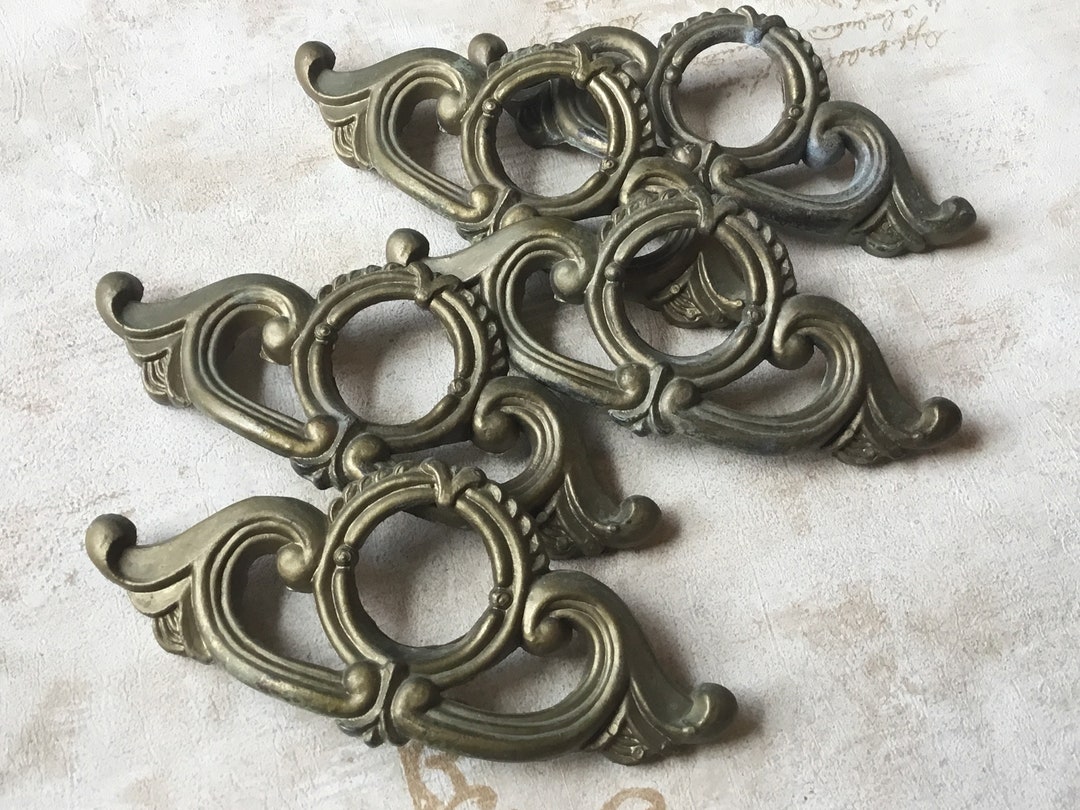 Art Deco Drawer Pulls Set of 5 Art Deco 1940’s Cabinet Pulls Vintage Apothecary Pulls With 4 ...