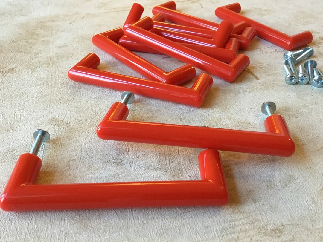 Red Cabinet Handles, Set of 12 Salvaged Plastic Retro Red NOS Drawer ...