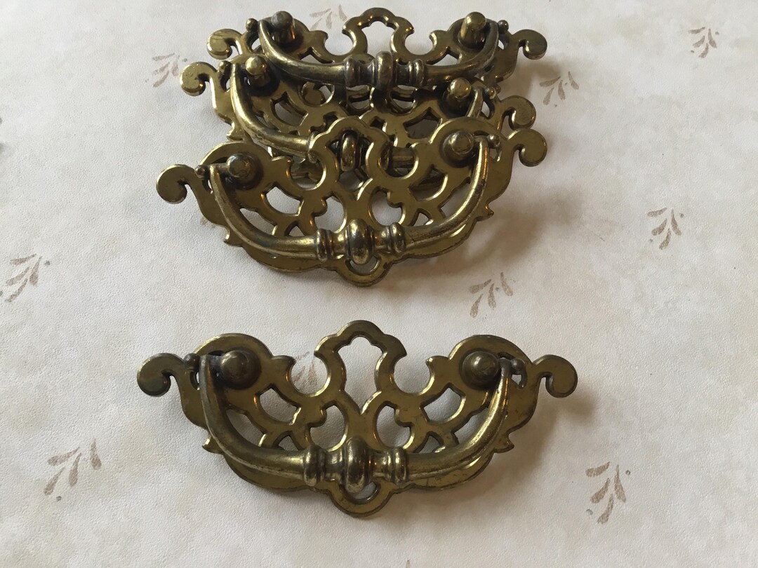Chippendale Drawer Pulls Set of 4 Brass Lattice Chippendale Vintage ...