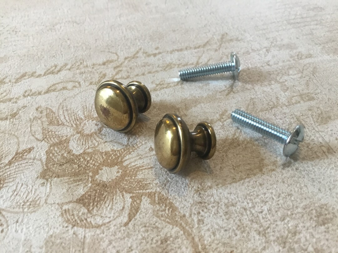 Miniature Brass Drawer Pulls Pair of Brass Bullseye 5/8 Diameter Antique Drawer Knobs Brass ...
