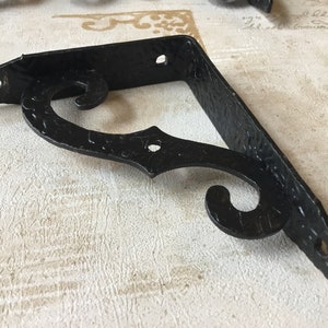 MCM Shelf Brackets Vintage Colonial Black Hammered Brackets Set of 3 ...