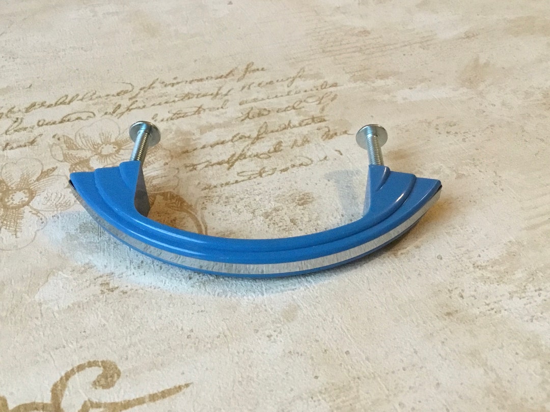 Blue Chrome Strip Art Deco 4” 1940’s Ribbed Side Stepped Early Plastic ...