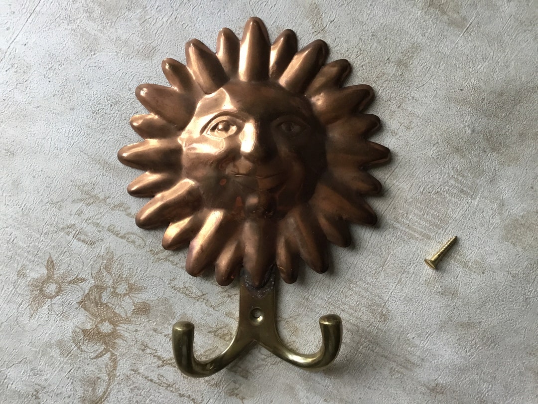 Vintage Sun Wall Hook Copper Sun Hook With Brass Vintage Copper Sun ...