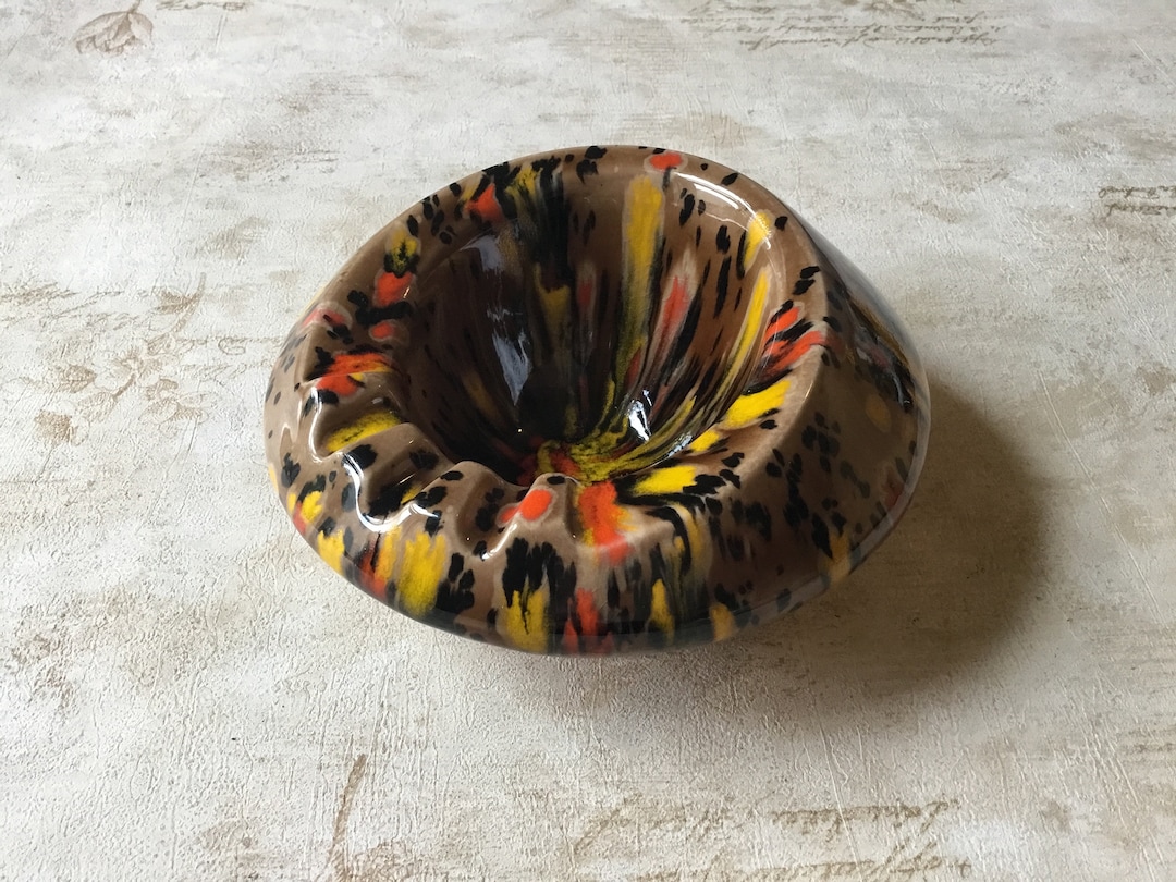 Mid Century Ashtray Vintage Mid Century Splatter Ceramic Ashtray MCM ...