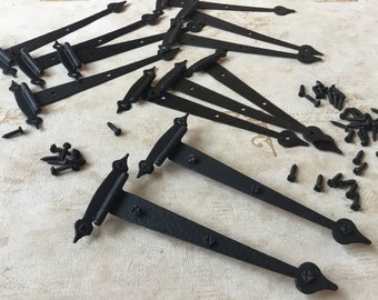 Vintage Colonial Hinges Set of 10 NOS Flush Mount 7” Black Hammered ...