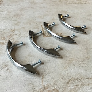 Vintage Chrome Drawer Pulls, Set of 4 Chrome Plated 4 5/8 Retro Atomic ...