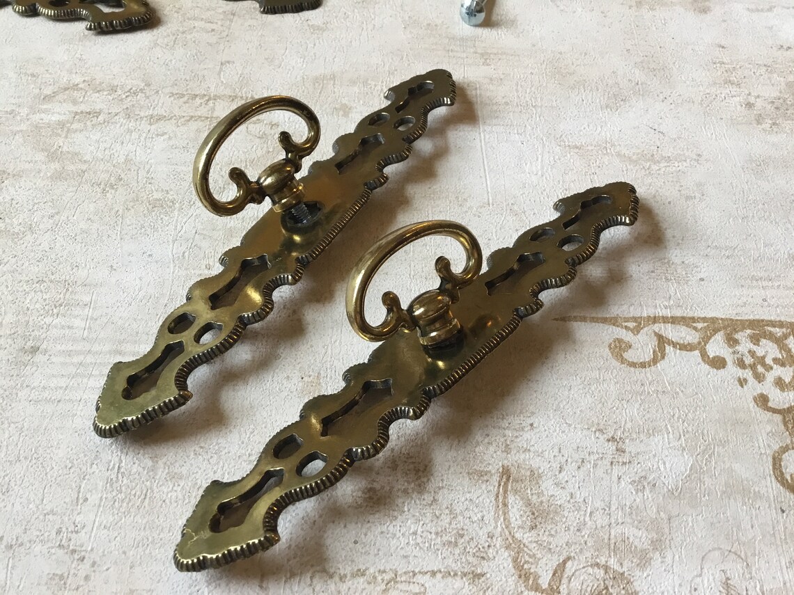 Vintage Faux Key Drawer Pulls Pair of Vintage Brass Plated Single Mount ...