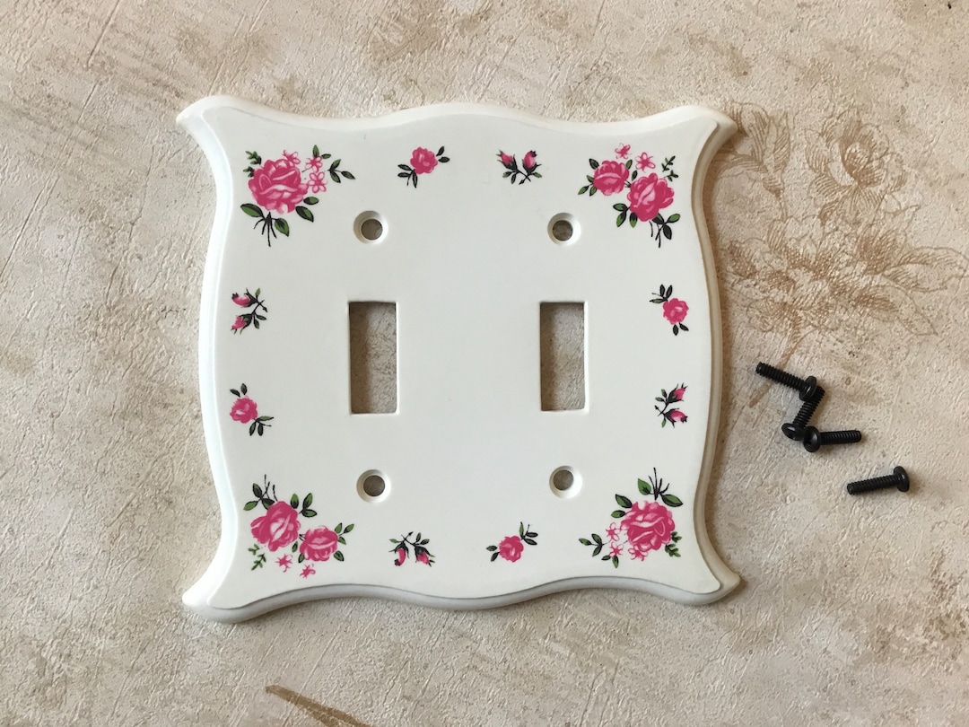 Vintage Pink Rose Double Switch Cover Plate, 1 Vintage Pink Floral ...